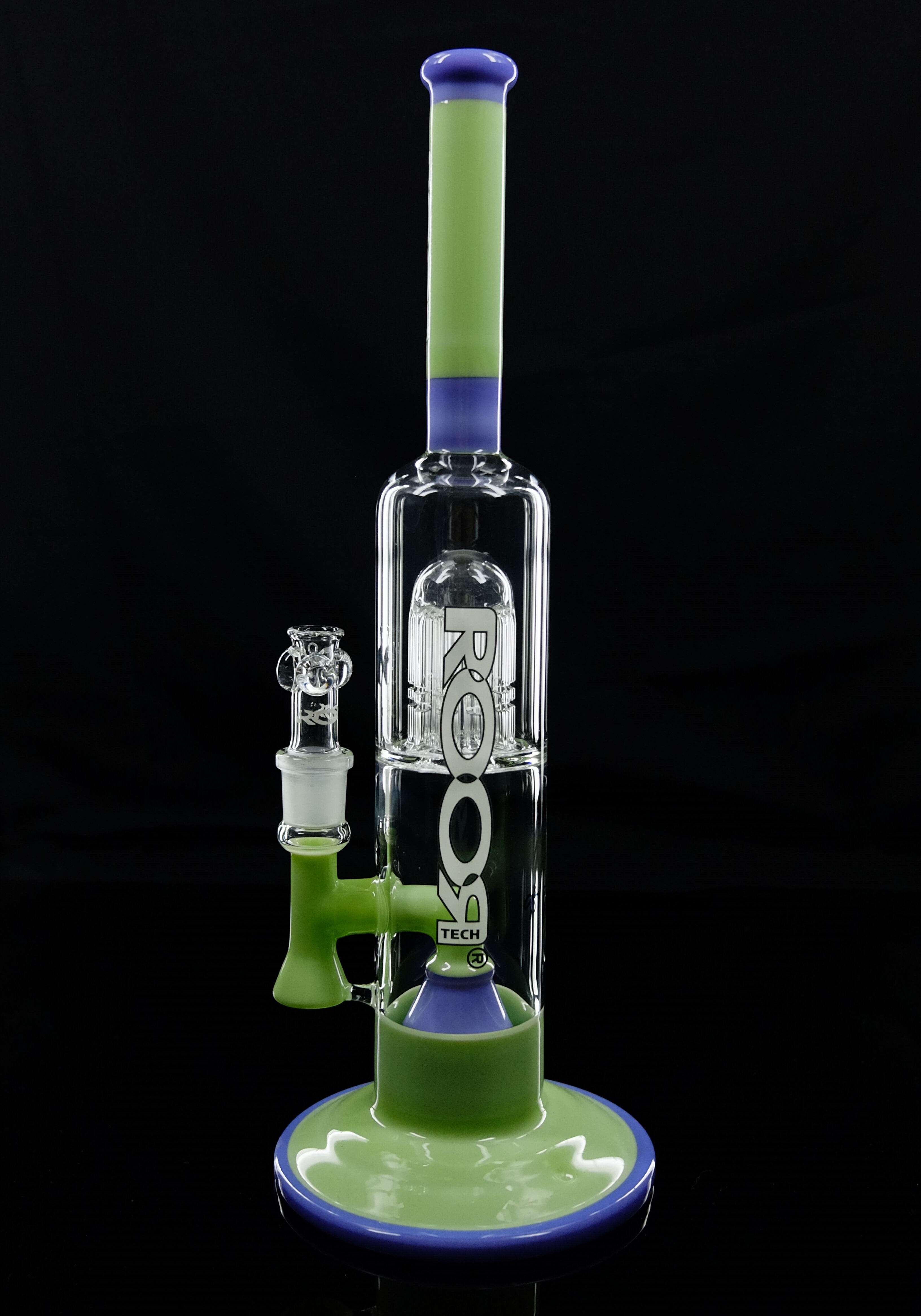 ROOR® Tech Fixed 14” Stemless Bubbler Purple & Green | RooR
